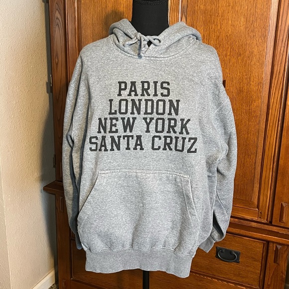 MV Sport | Tops | Mv Sport Paris London New York Santa Cruz Gray Classic Fleece Hoodie | Poshmark